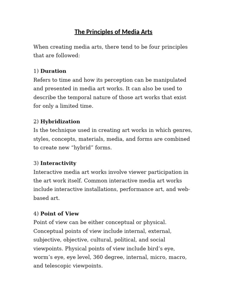 The Principles of Media Arts | PDF