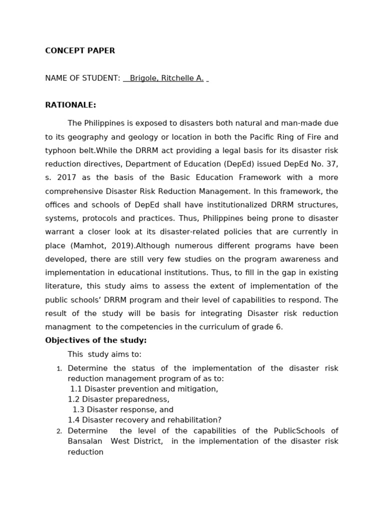 origCONCEPT PAPER - RITCHELLE A. BRIGOLE | PDF