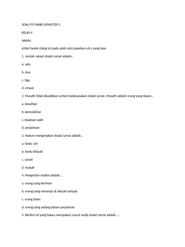 Pts Paibp Kls 4 s1-Wps Office | PDF