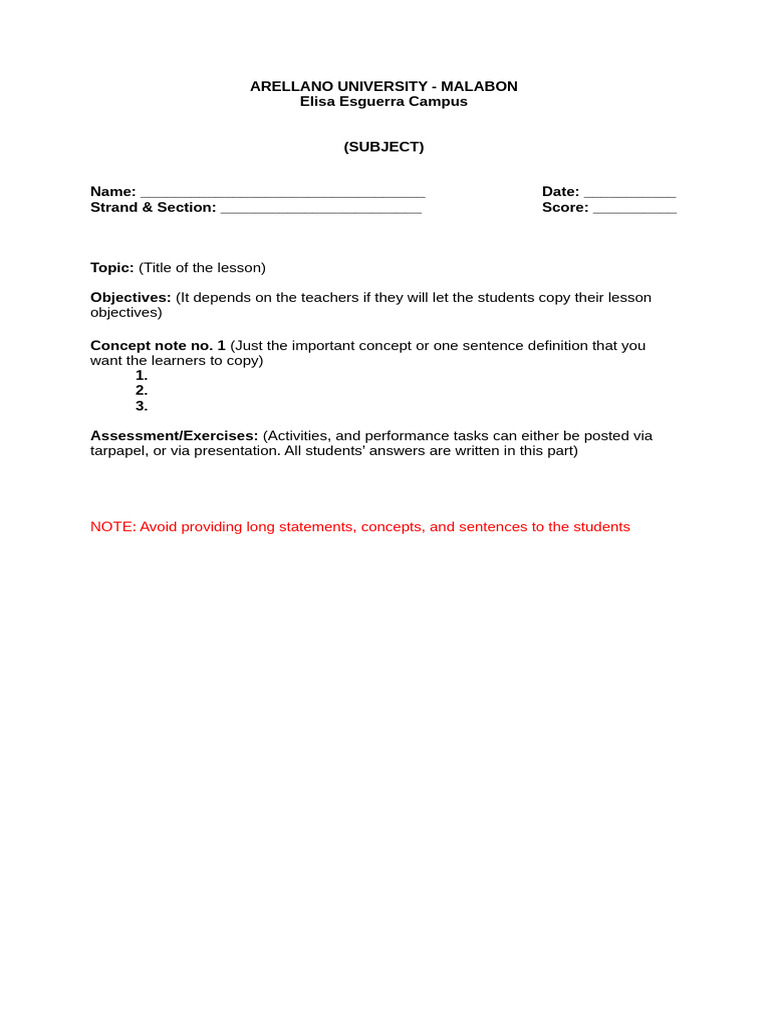 Concept Note Template For Students | PDF