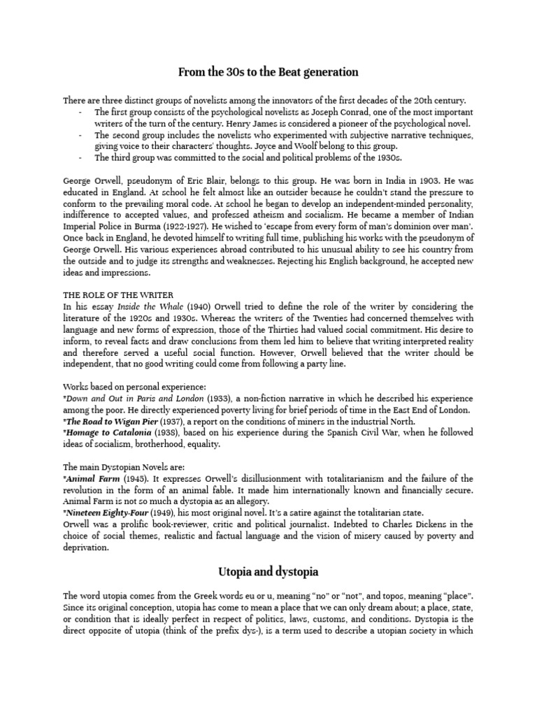 From The 30s To The Beat Generation | PDF