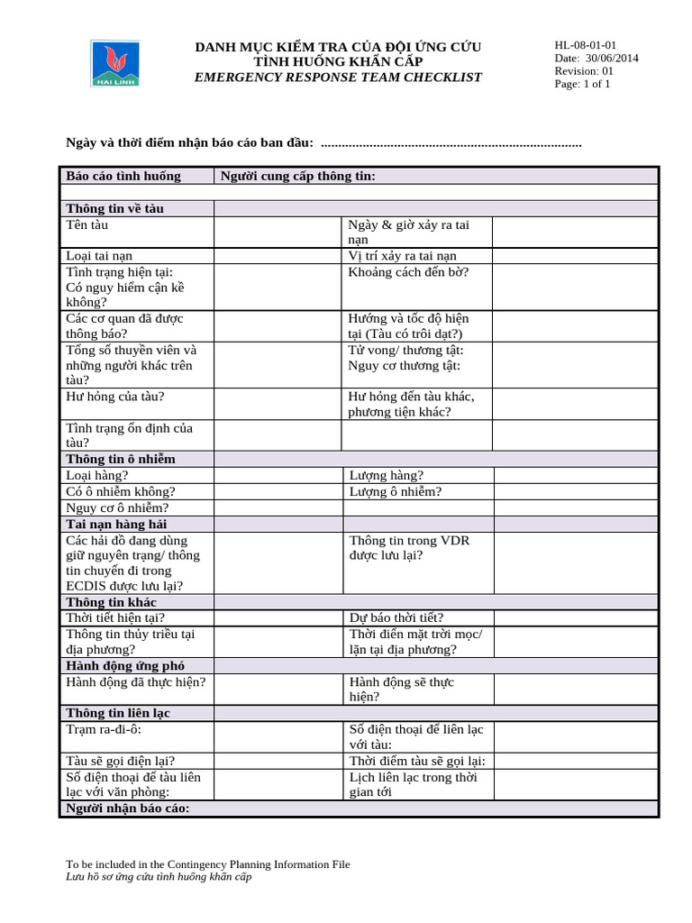 08-01-01 ERT Checklist V | PDF
