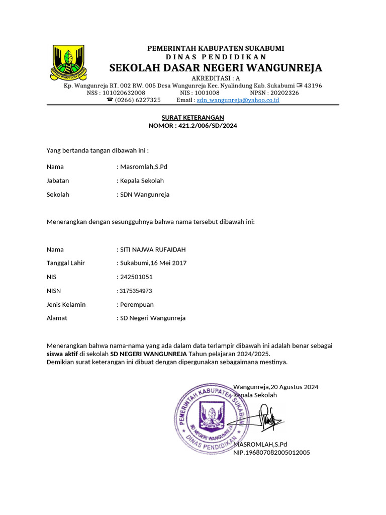 Surat Nisn Ganda - Siti Najwa | PDF