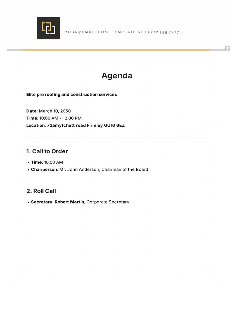 Agenda Template - Edit Online & Download Example | PDF