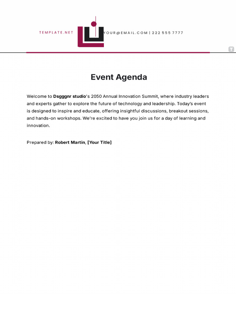 Event Agenda Template - Edit Online & Download Example | PDF