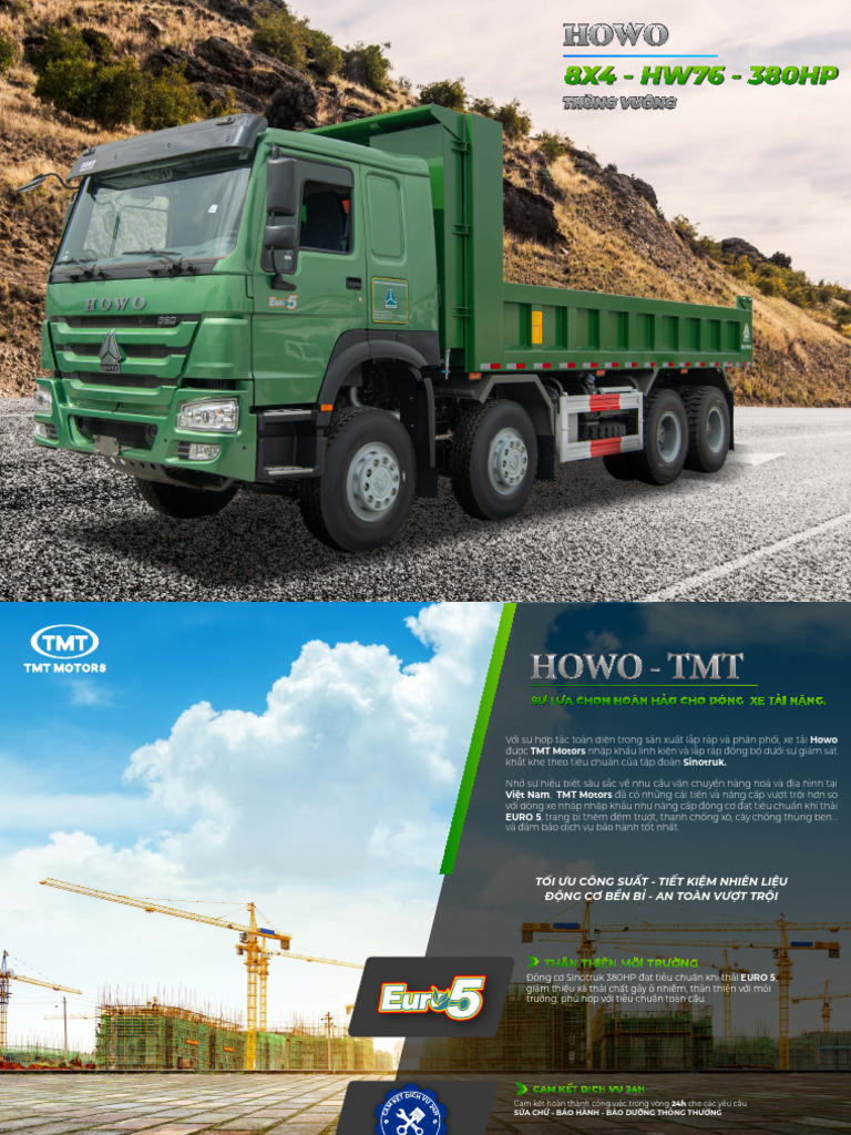 Tmtmoto Xe Ben 8x4 Thung Vuong Cabin Hw76 380hp | PDF