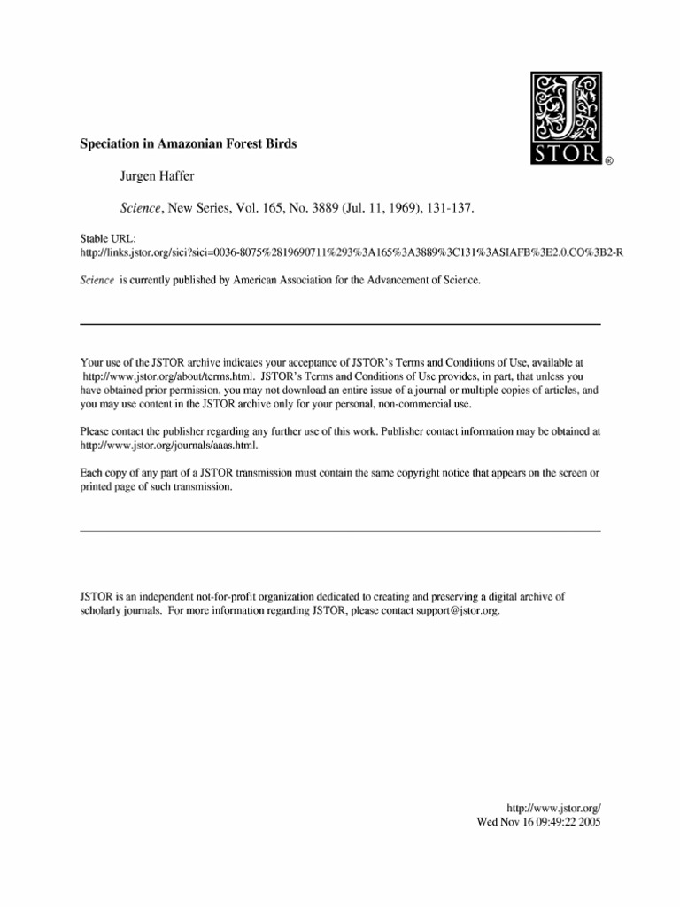 Haffer 1969 | PDF