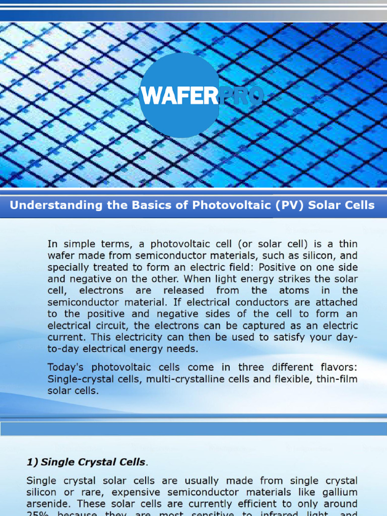 Understanding The Basics of Photovoltaic (PV) Solar Cells | PDF