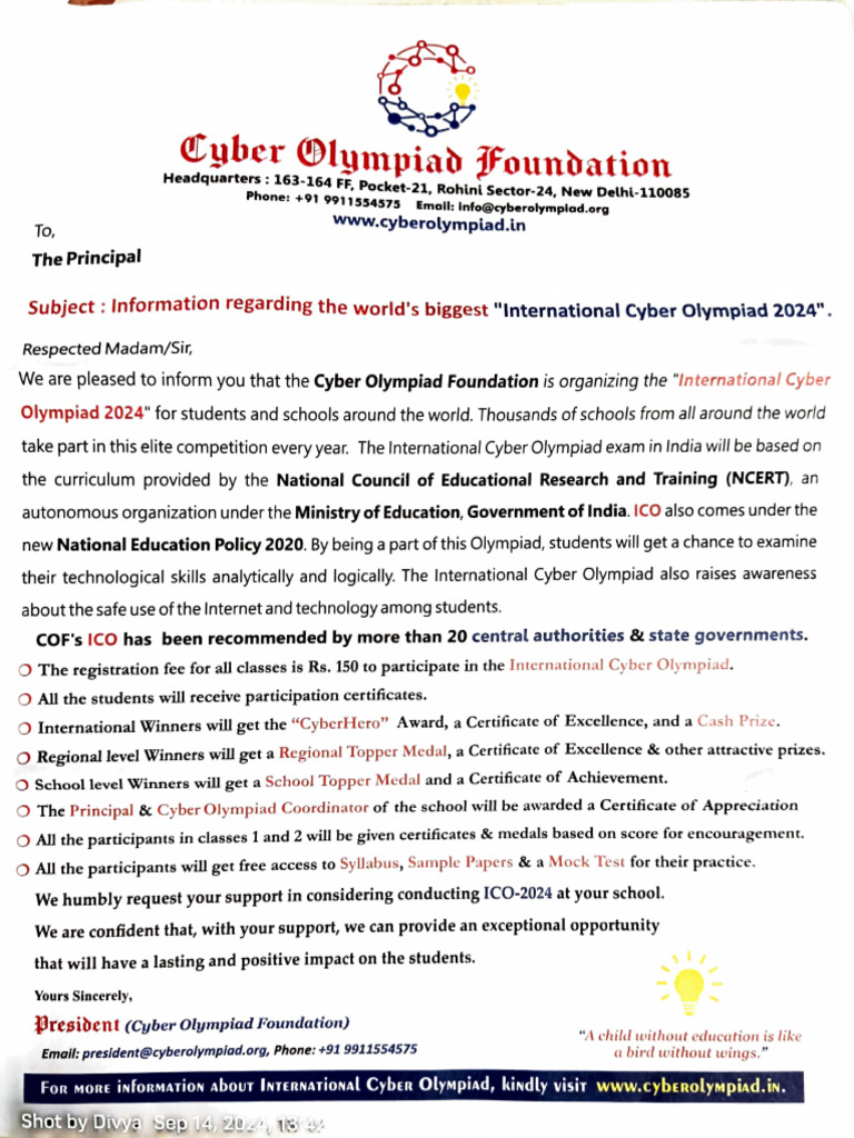 International Cyber Olympiad | PDF