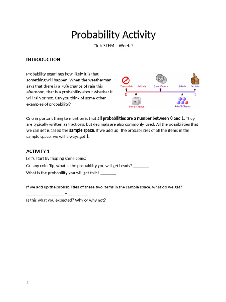 Club Stem - Week 2 - Probability | PDF