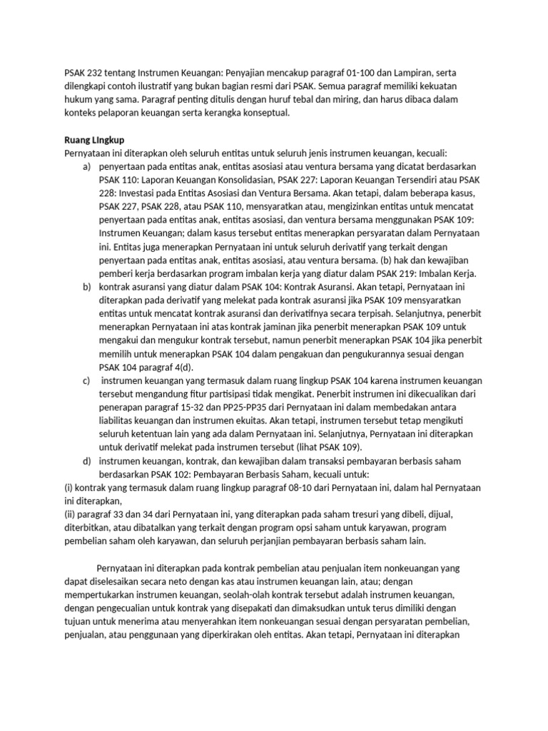 PSAK 232 tentang Instrumen Keuangan BAB 2 NEW | PDF