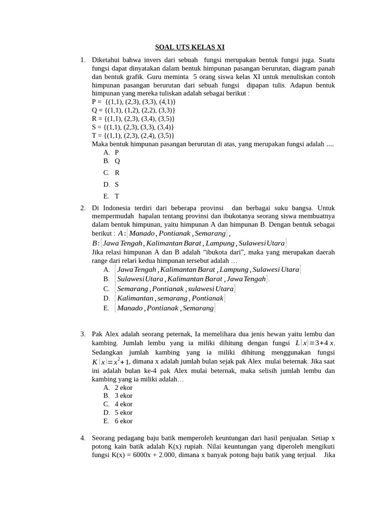 Soal PTS Kelas Xi Kurmer | PDF