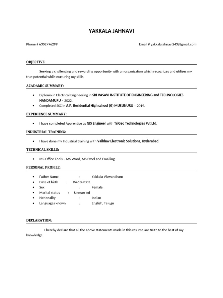 Jahnavi Resume | PDF