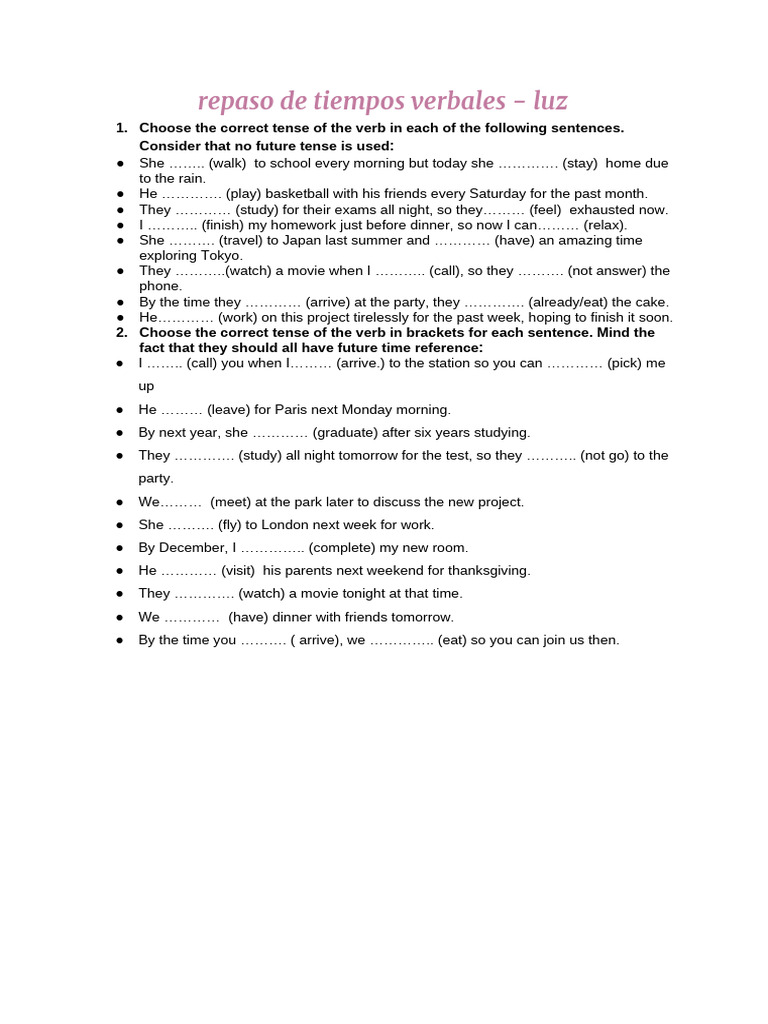 Repaso de Tiempos Verbales | PDF