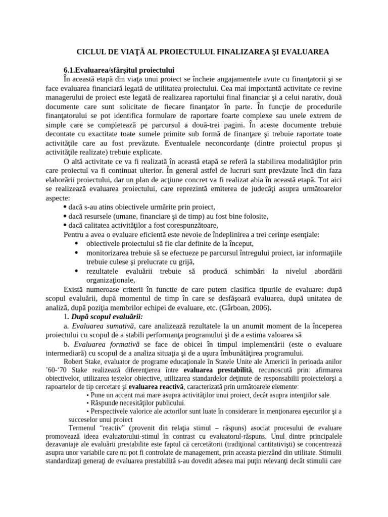 Ciclul de Viaţă Al Proiectului | PDF