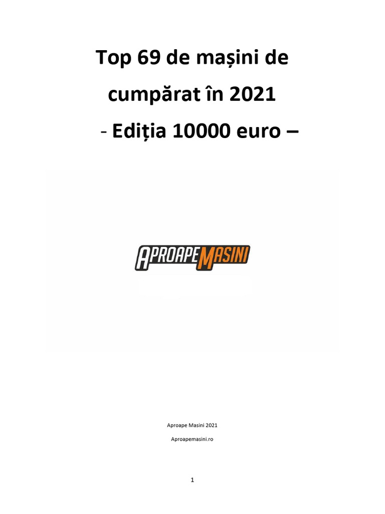 Top 69 de Masini de Cumparat in 2021 Editia 10000 Euro | PDF