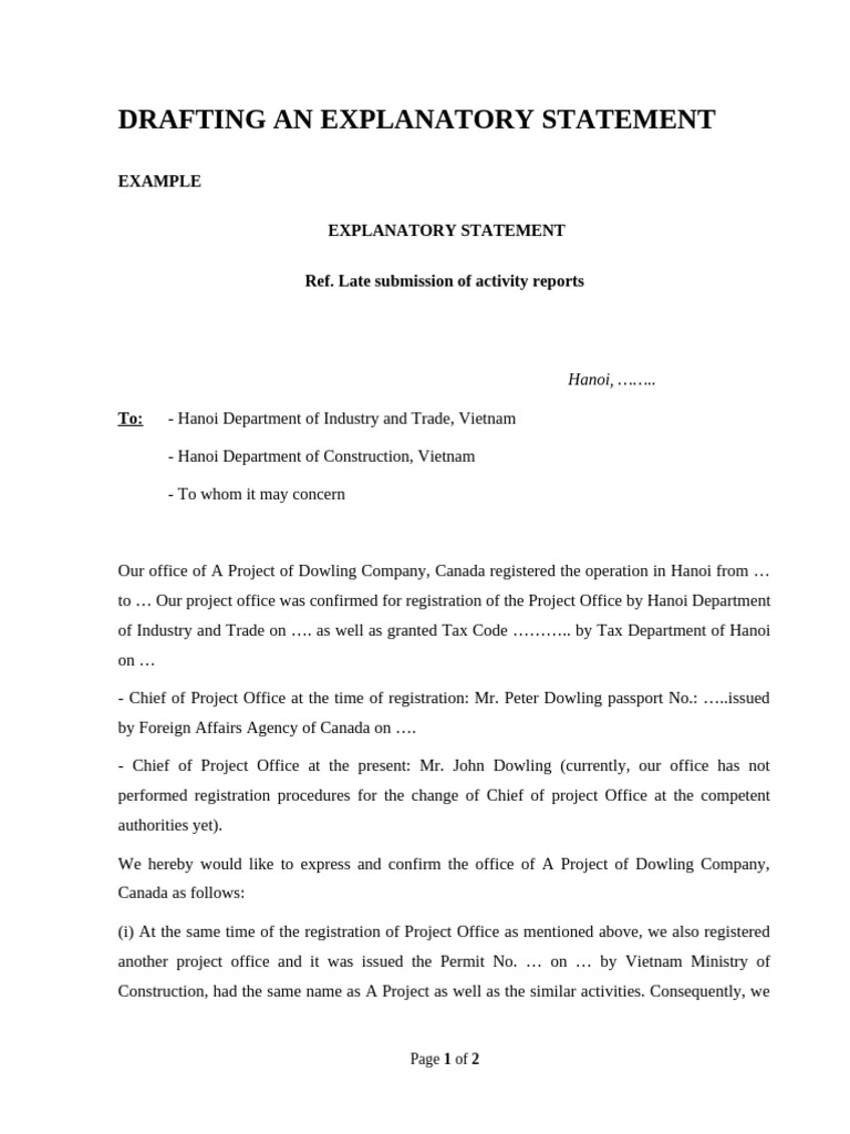 Explanatory Statement | PDF