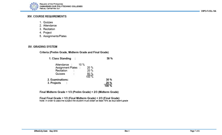 Grading System | PDF