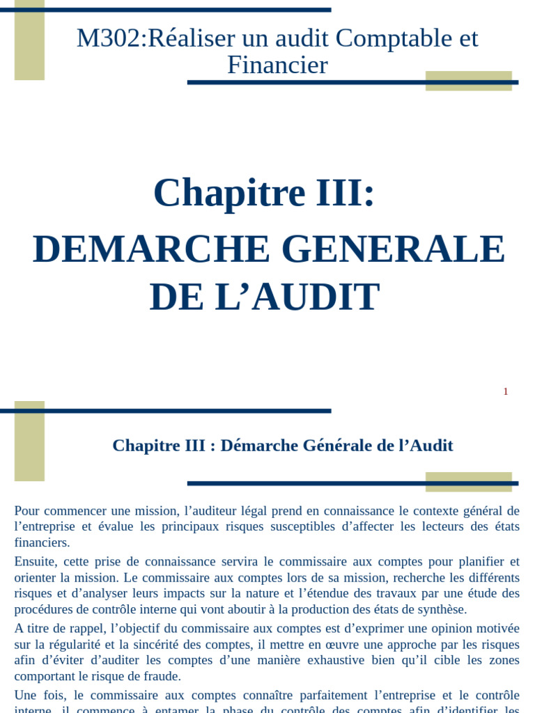 Chapitre 3 Démarche Générale de L'audit | PDF
