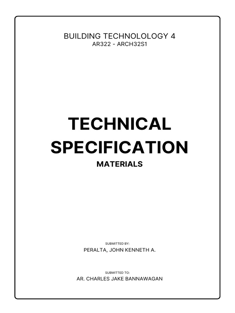Technical Specification: Building Technolology 4 | PDF