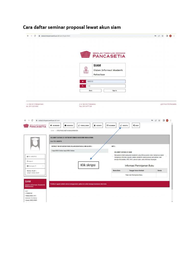 Cara Daftar Seminar Proposal Lewat Akun Siam | PDF