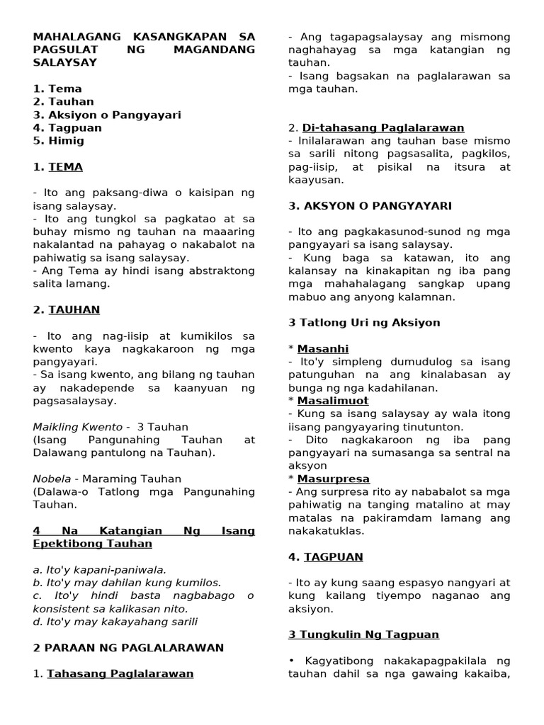 Pagsasalaysay Katangian | PDF