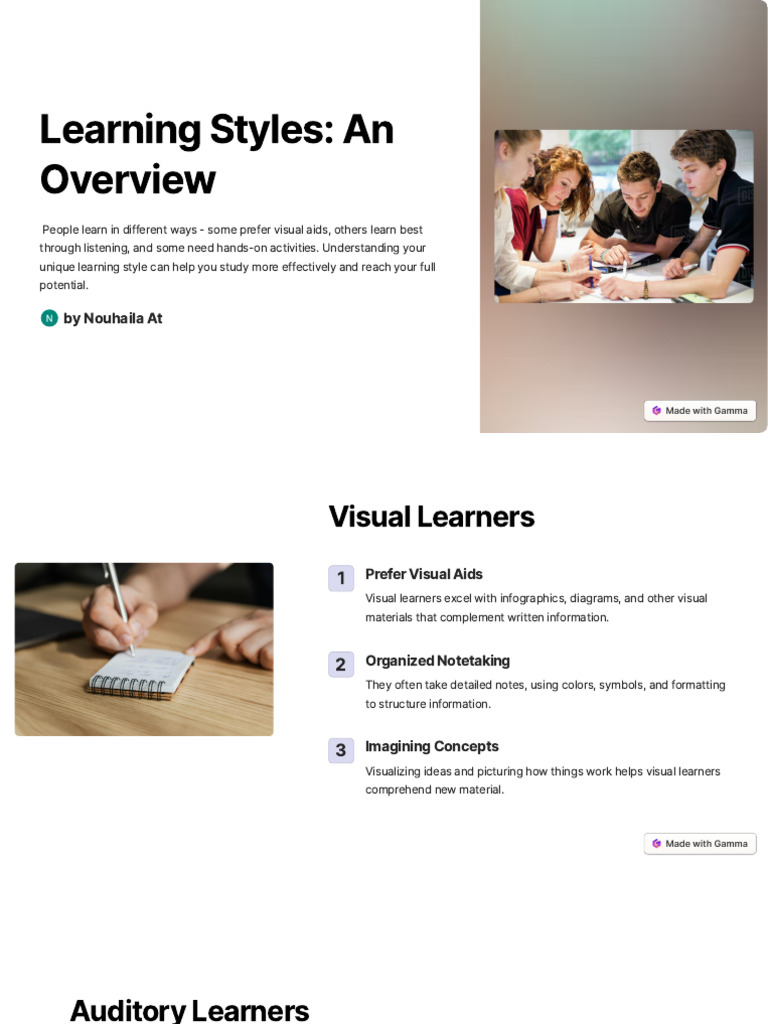 Learning Styles An Overview | PDF | Learning Styles | Career & Growth