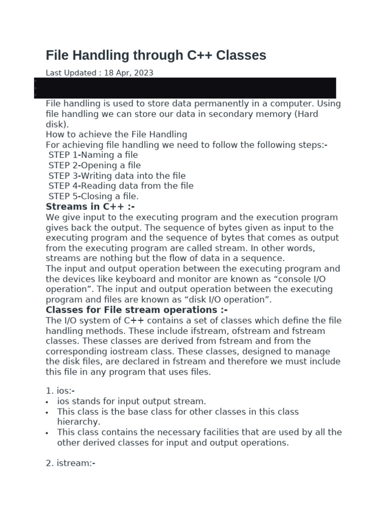 File Handling Through C | PDF