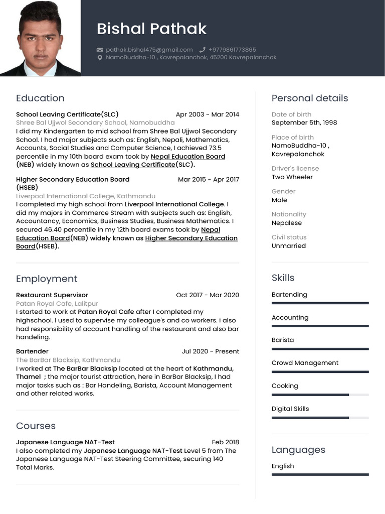 Resume Bishal Pathak | PDF
