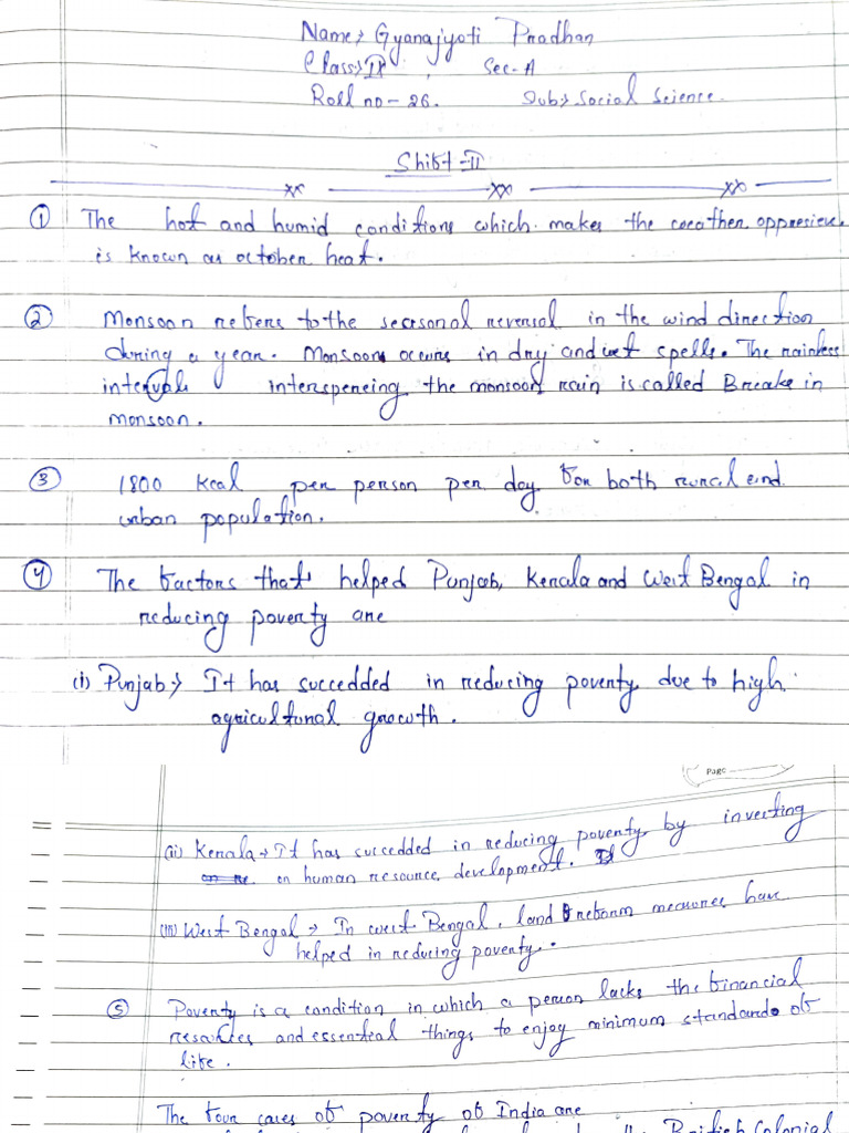 Shift-2 Answer, Gyanajyoti Pradhan, Class - 9, A, Roll No - 26 | PDF