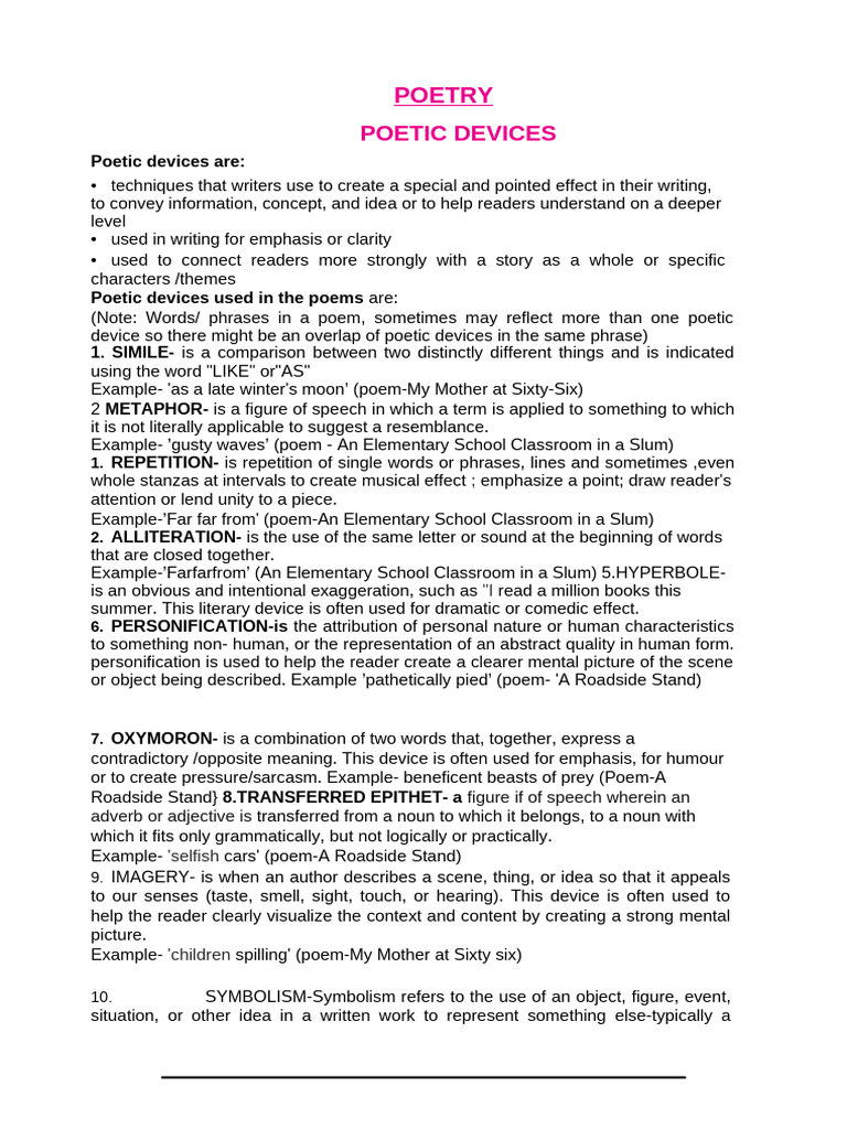 Poetry Study Material | PDF