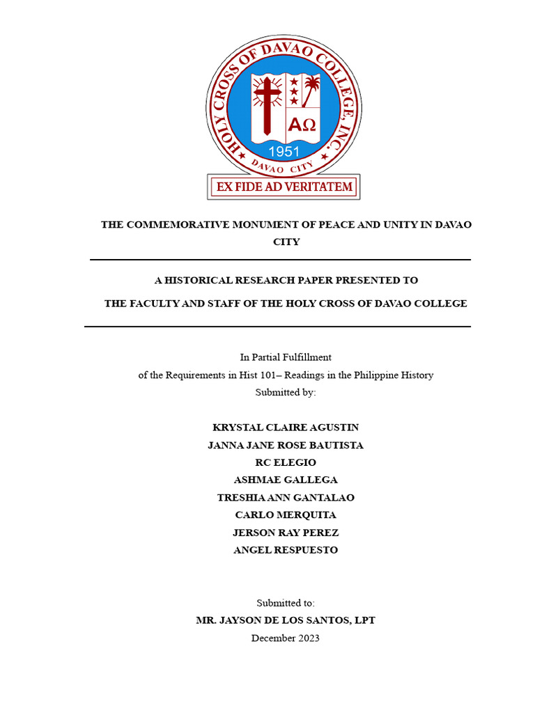 The Commemorative Monument of Peace and Unity in Davao City | PDF