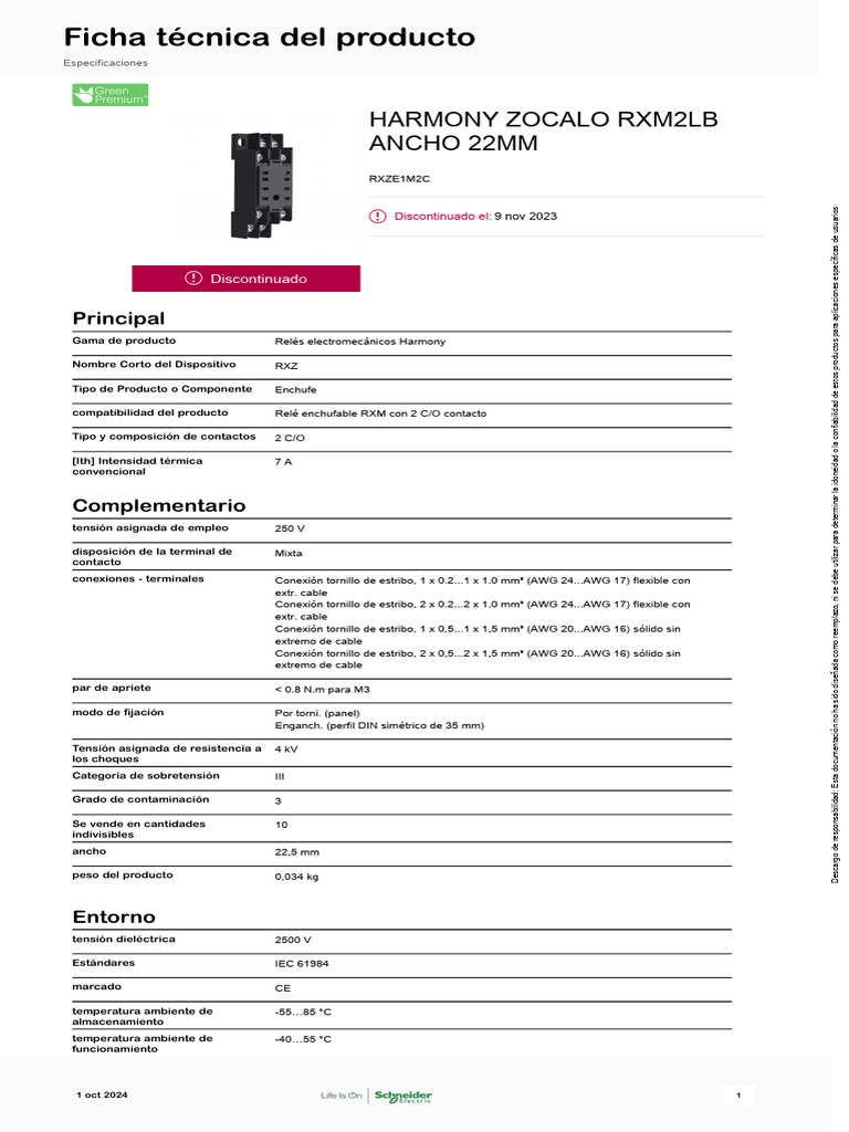 Schneider Electric - Zelio-Relay - RXZE1M2C | PDF