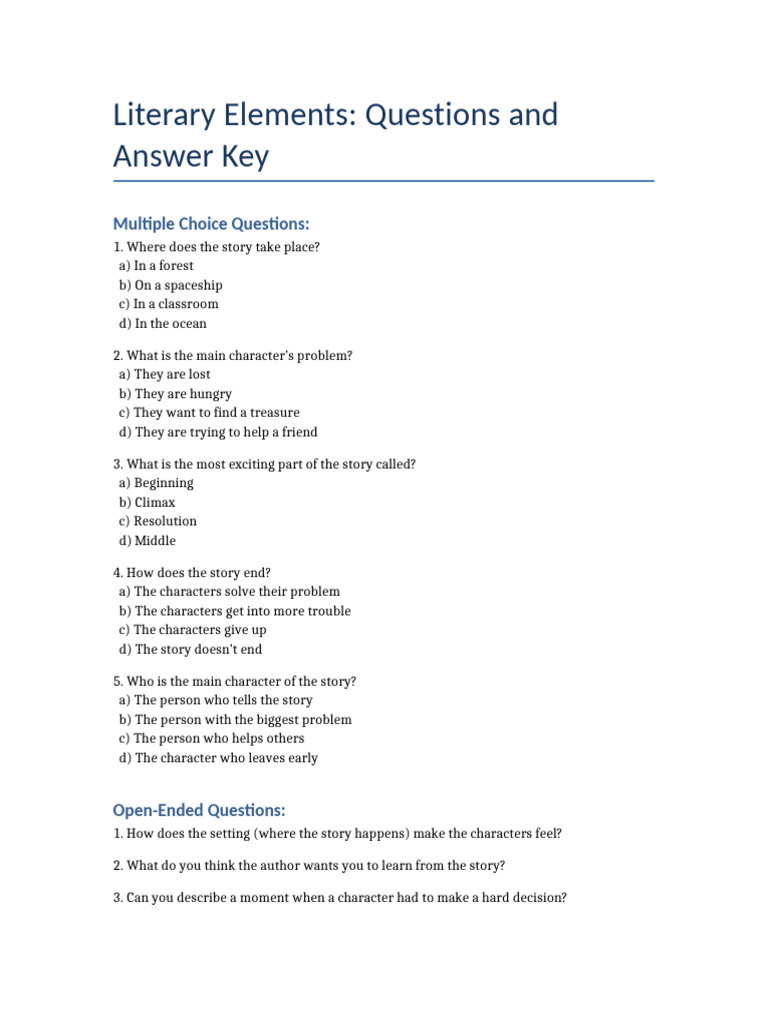 Literary_Elements_Questions_and_Answers | PDF