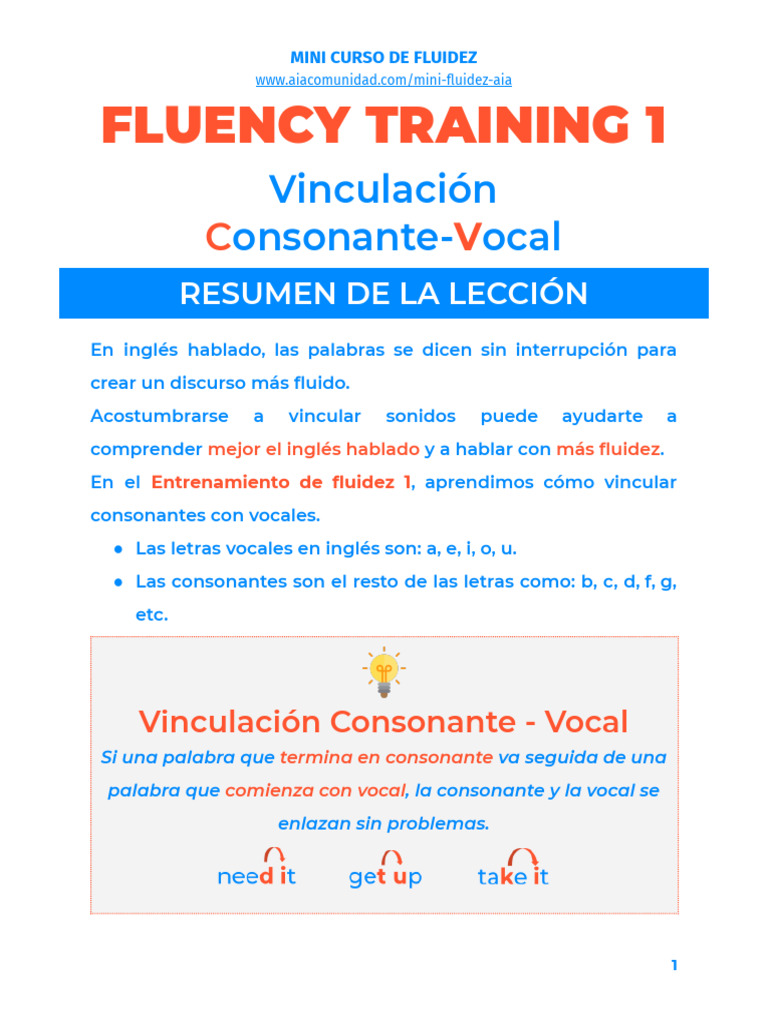 MINI FLUENCY - PDF Fluency Training 1 - Review Spanish Version AIA MINI FLUENCY | PDF