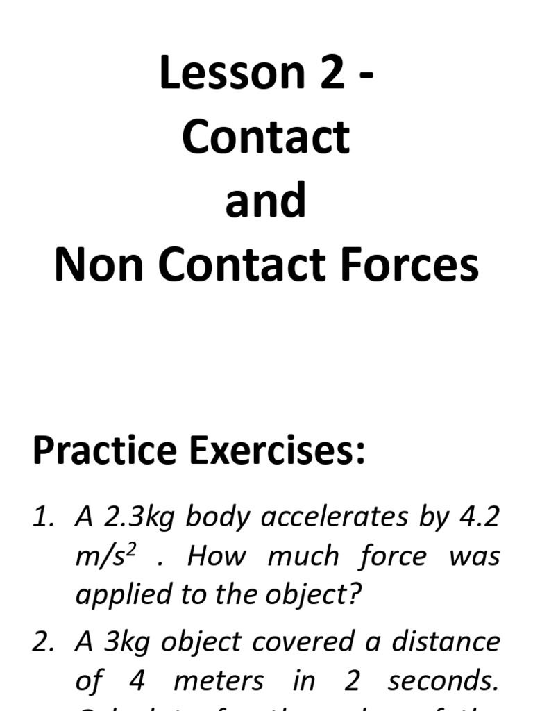 Lesson 2 Contact and Non Contact Force | PDF