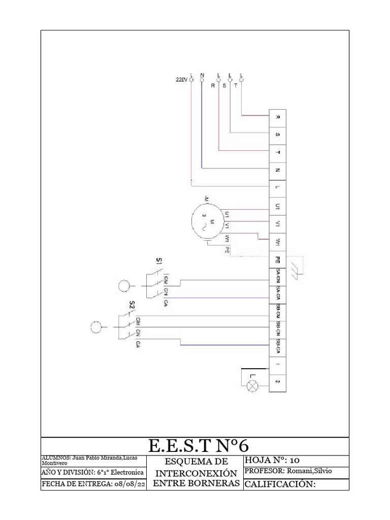 Hoja N°10 (ESQUEMA DE INTERCONEXIÓN ENTRE BORNERAS) | PDF