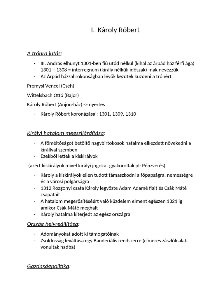 K Roly R Bert Frittmann Tetel - Docx Filename UTF 8''károly Róbert Frittmann Tetel | PDF