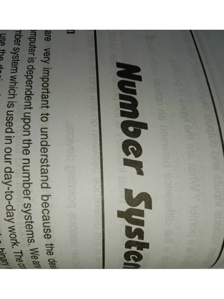 01) LOGICAL ORGANISATION (NUMBER SYSTEM Solution) Binary Decimal Octal Hexadecimal Number System ...