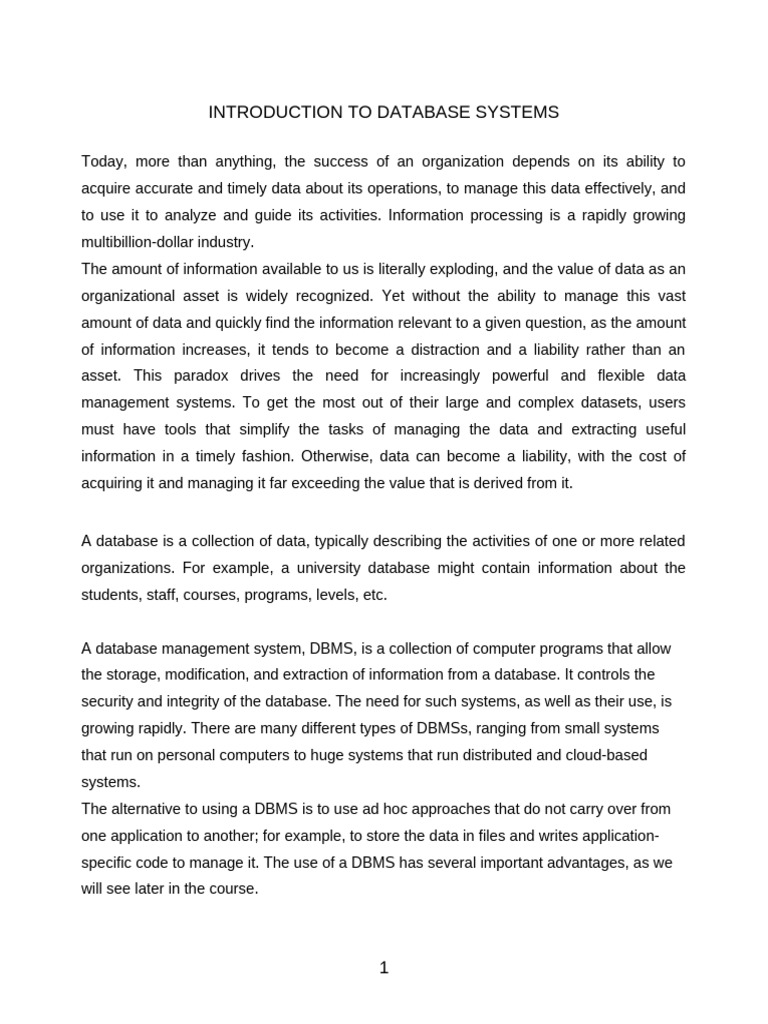 Lecture 1&2 - Introduction To Data Management | PDF