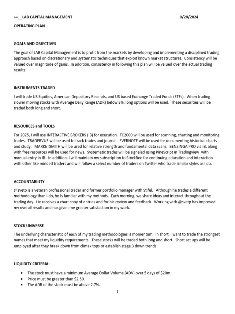 LAB CAPITAL MANAGEMENT Revised | PDF | Stocks | Moving Average