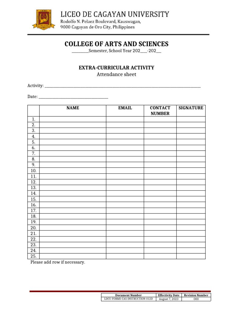 Form012D.-EXTRACURRICULAR-ATTENDANCE-SHEET (1) | PDF