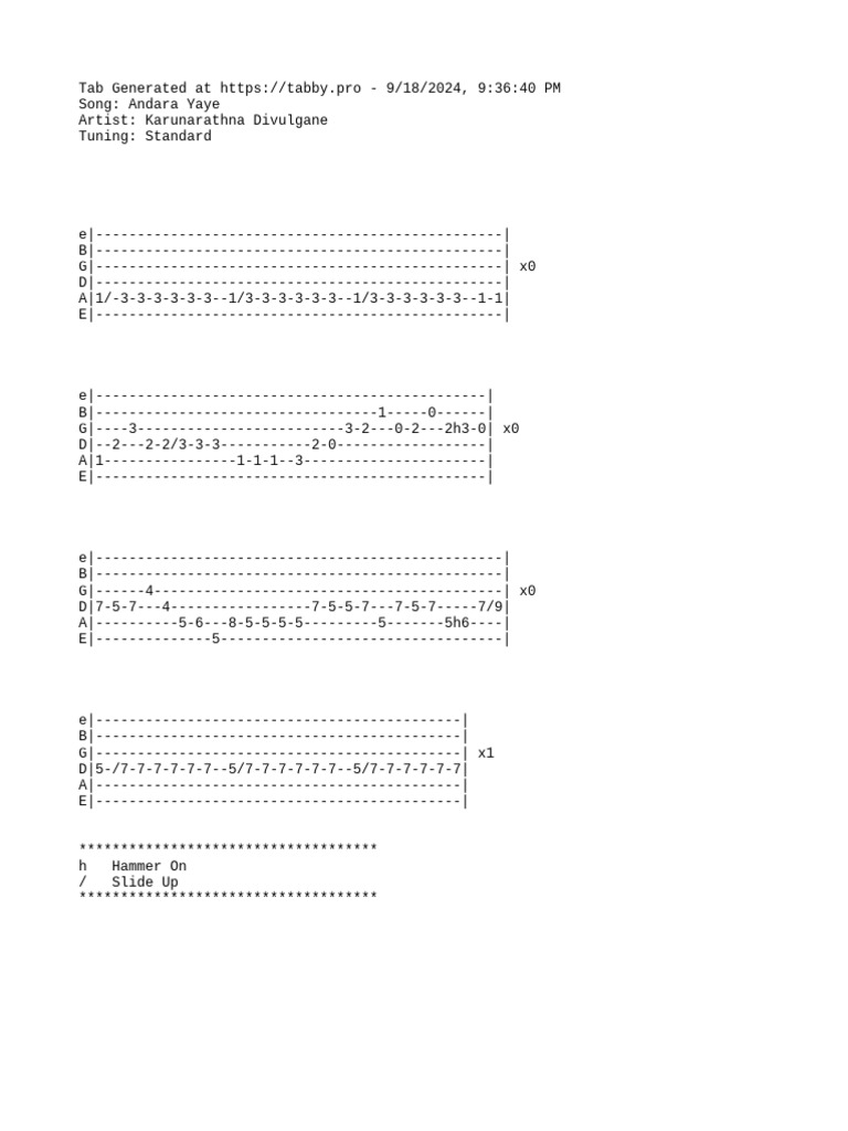 Andara Yaye Tab1 | PDF