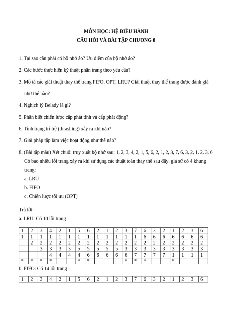 Bai Tap Chuong 8 HDH | PDF