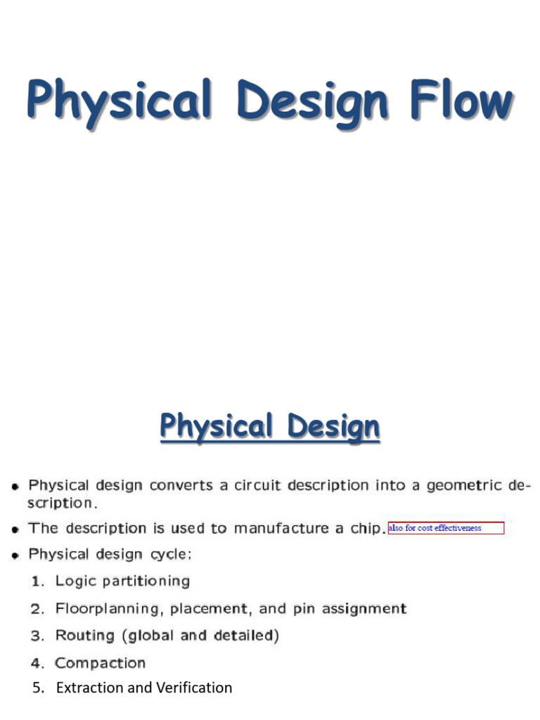 7.physical Design Flow-Partitioning, Floorplan, Placement, Routing | PDF