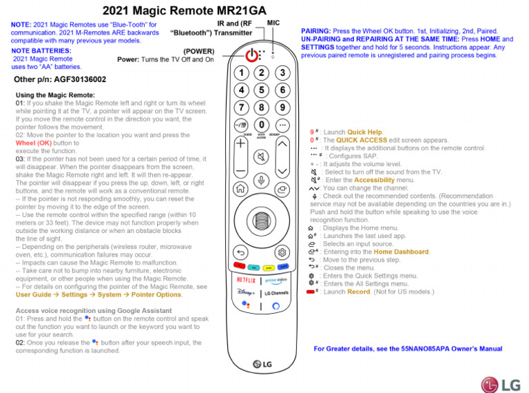2021 Magic Remote MR21GA | PDF