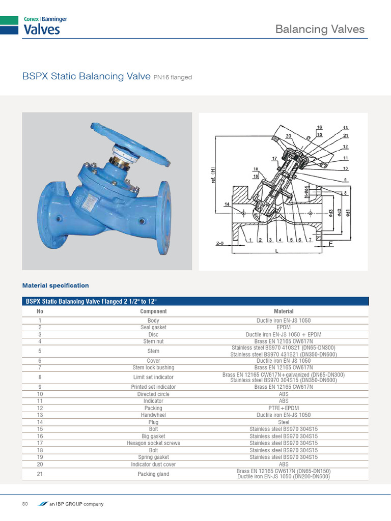 BSPX Static Balancing Valve Specs | PDF | Valve | Screw