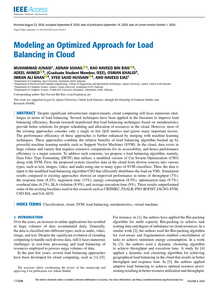 Modeling An Optimized Approach For Load Balancing in Cloud | PDF | Support Vector Machine | Load ...