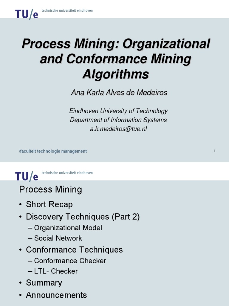 Process Mining: Organizational and Conformance Mining Algorithms | PDF | Social Network | Mining