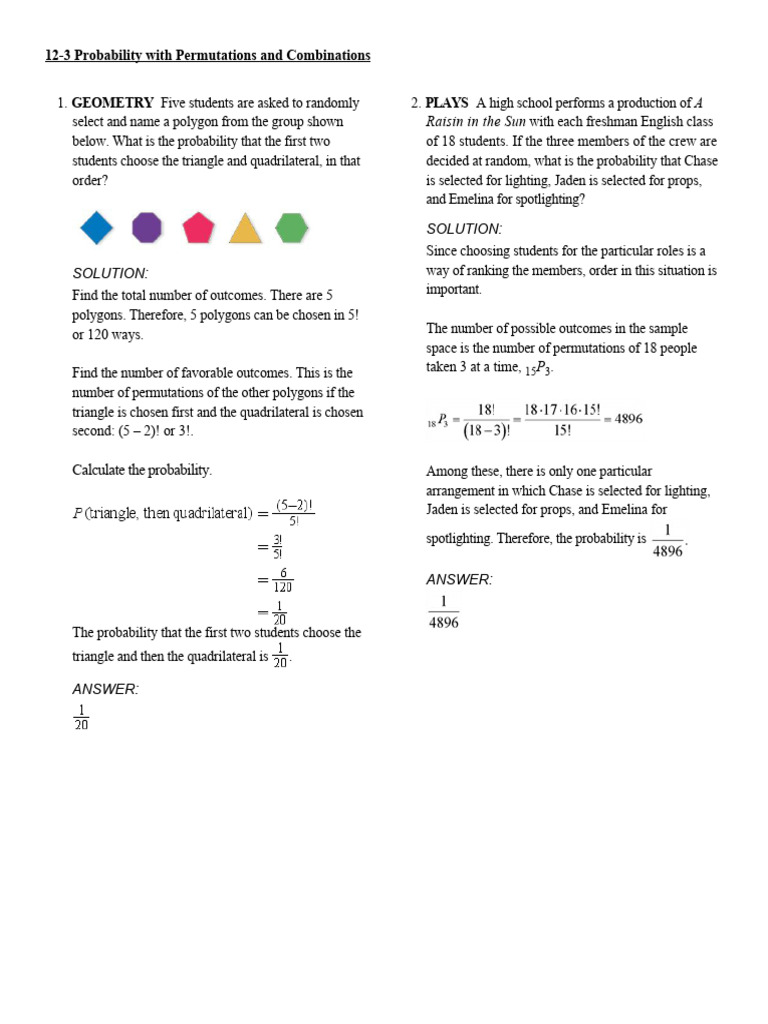 12 3 Probability With Permutations and Combinations | PDF | Permutation | Probability